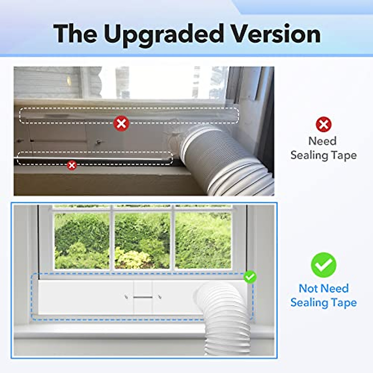 AGPTEK Window Seal for Air Conditioner with 2 in 1 Coupler, Upgraded Portable AC Replacement Sliding Window Kit, Adjustable Length Panels for Air Conditioner Exhaust Vent Hose of 5.1"/5.9" Diameter
