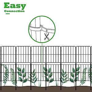 OUSHENG Decorative Garden Fence Fencing 10 Pack, 37.5in (H) x 10ft (L) Rustproof Metal Wire Panel Border Animal Barrier for Dog, Flower Edging for Yard Landscape Patio Outdoor Decor, Square