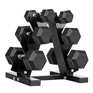 Hex Dumbbells Rubber Coated Cast Iron Hex Black Dumbbell Free Weights for Exercises 5 Pounds/Pair