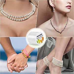 PAXCOO 2 Rolls Elastic String for Bracelets, Stretch Magic Elastic String Bead Cord Jewelry Thread for Bracelet, Necklaces, Clay Beads, Pony Beads (White)