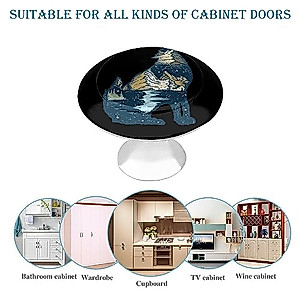 Wolf Double Exposure Round Cabinet Knobs Drawer Pull Handle Kitchen Cupboard Wardrobe Knobs Cabinet Decorative 2 PCS