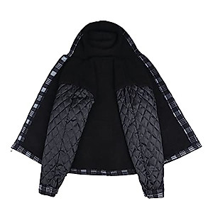 Yasumond Mens Winter Jackets Flannel Fleece Sherpa Lined Plaid Heavyweight Hooded Coats (Charcoal, XX-Large)