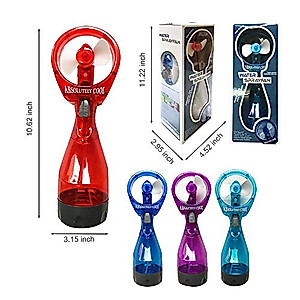 P&F Pack of 4 Water Mist Spray Bottle Fan Portable Handheld Mister Battery Operated- Color Randomly