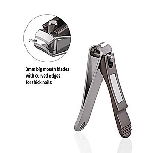 Nail Clippers Set with Build-in Nail File, Durable Sharp Fingernail Clipper and Toenail Clipper with Tin Case, Matte Gray