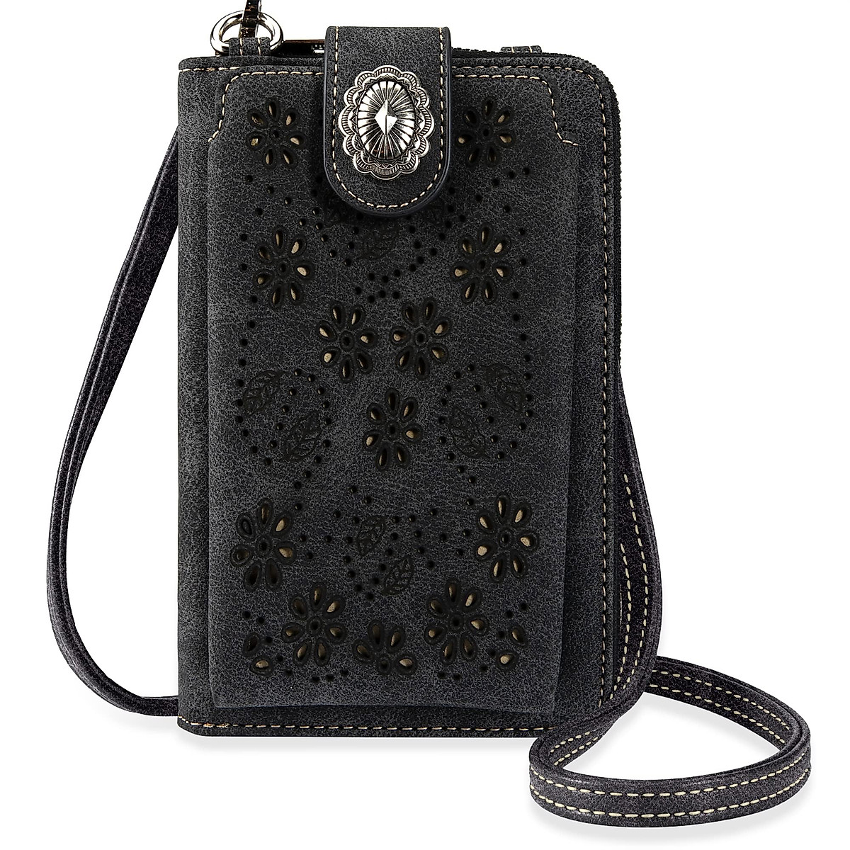 Montana West Crossbody Cell Phone Purse For Women Western Style Cellphone Wallet Bag Travel Size With Strap PHD-120BK