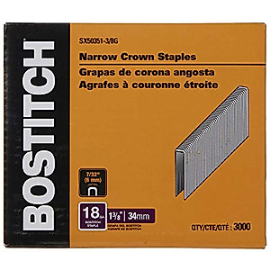 BOSTITCH Crown Staples, 1-3/8-Inch x 7/32-Inch, 18GA, 3000-Pack (SX50351-3/8G)