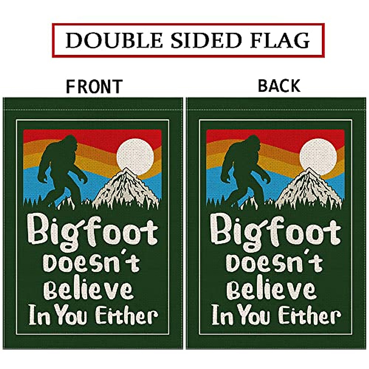Funny Camper Garden Flags Bigfoot Doesn't Believe In You Either Vertical Double Sided Camping Trailer RV Yard Decorations 12.5x18 Inch