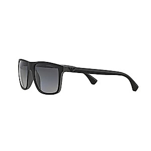 Emporio Armani Men's EA4033 Square Sunglasses, Black/Grey Rubber/Polarized Grey Gradient, 56 mm