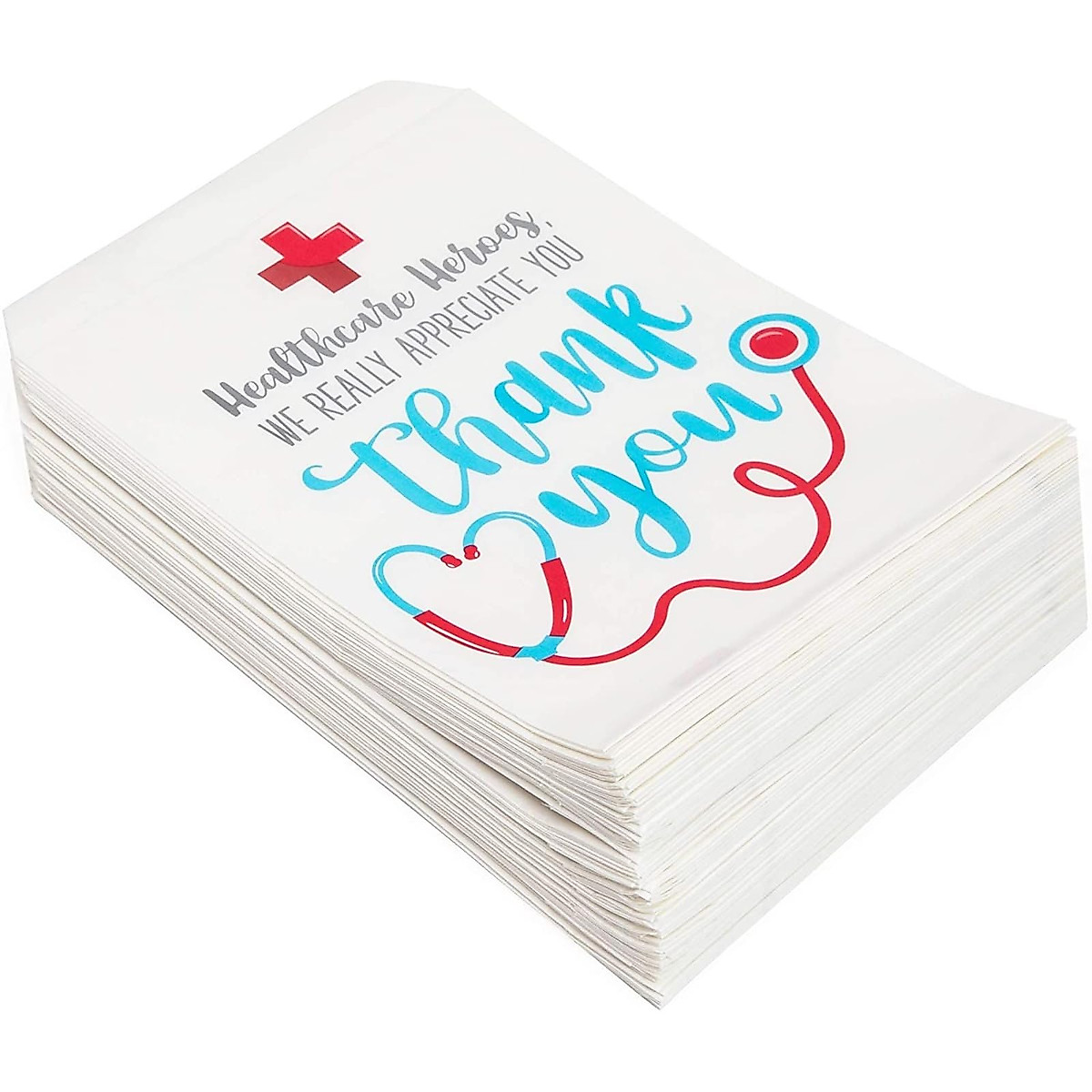 Sparkle and Bash Thank You Goodie Bags, Nurse Appreciation Gifts (5 x 7.5 in, 100 Pack)