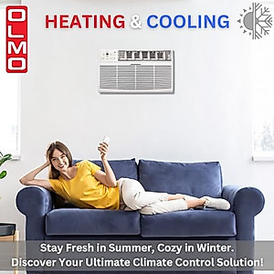 OLMO 8,000 btu 115V Through-the-Wall Air Conditioner with Remote Control and built in Smart Kit, (Heating and Cooling) (R32 Refrigerant) Wall Sleeve Included…