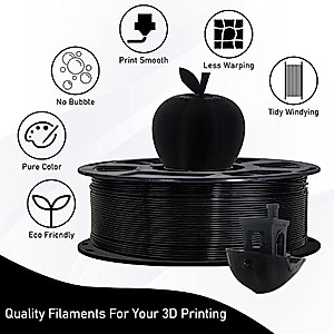 1KG Black PLA 1.75mm 3D Filament, Widely Support for FDM 3D Printer/ 3D Pen on Market, High Diameter Tolerance, 2.2lbs 3D Printing Material by MIKA3D