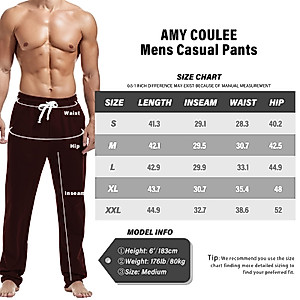 AMY COULEE Mens Cotton Athletic Pants Open Bottom Running Sweatpants Straight Leg Casual Joggers with Pockets (Wine Red, XXL)