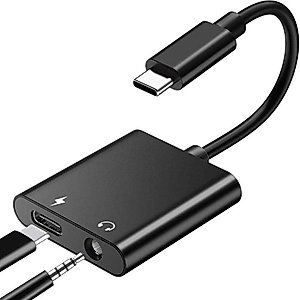 USB-C Headphone Adapter Earphone 3.5mm Jack Charger Port Splitter Mic Support Hands-Free Type-C Headset Adaptor Compatible with LG Wing, Velvet Phones