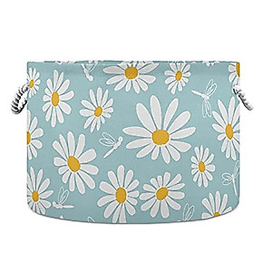 xigua Cotton Rope Basket Small White Daisies Baby Laundry Basket Blanket Kids Toy Storage Basket Glove Box