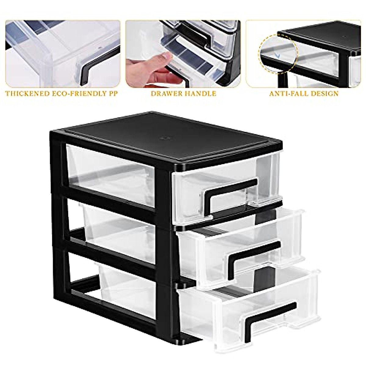 Homoyoyo 3 Plastic Drawers Office Small Rv Bathroom Storage for Small Spaces Plastic Drawers Organizer