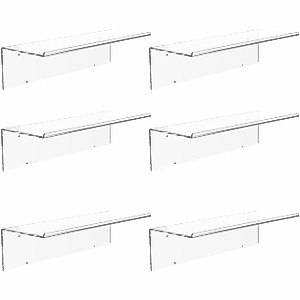 Clear Acrylic Floating Wall Ledge Shelf Modern Wall Mounted Floating Shelves for Bedroom Deco Living Room Hanging Shelving for Bathroom,Laundry Room,Small Shelf for Plant Lego Funko Pop Set of 6