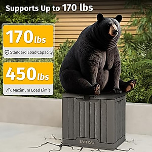 EAST OAK Outdoor Storage Box | 31 Gallon Deck Box Indoor and Outdoor Use | Waterproof Resin Storage Bin with Latch for Patio Cushions, Gardening Tools | UV Resistant | Deep Grey