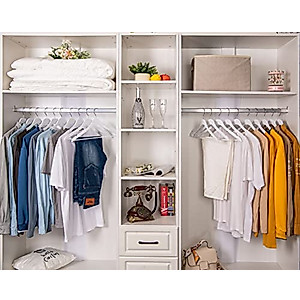 20 Luxury Slim Space Saving Wooden Clothes Hanger with Squared Pant Bar Best for Shirts, Blouses, Pant, Dress, Hangers White (White - Shirt with Pant Bar, 20)