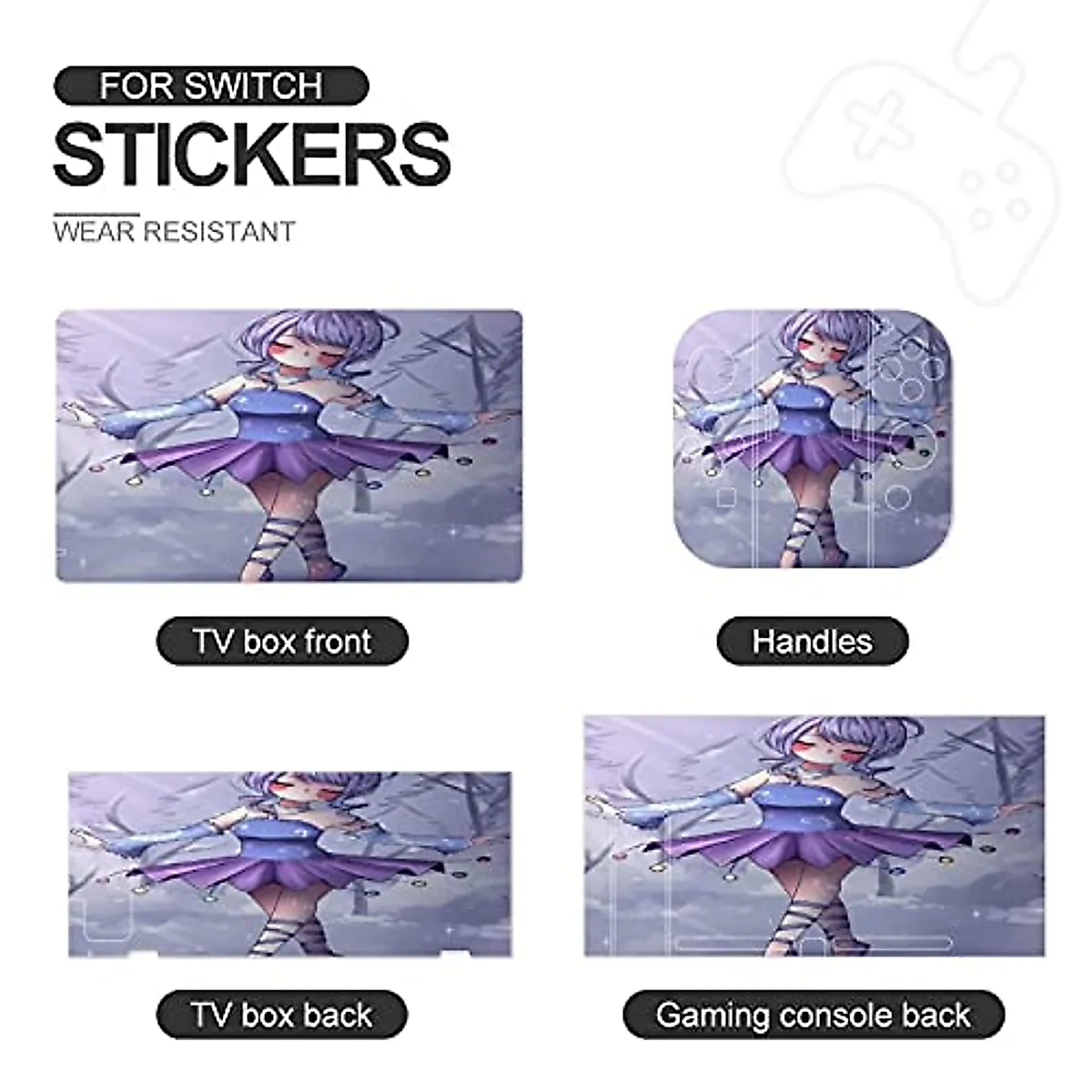 Ba-llora FNAF Sticker for Switch Protector Cover Protective Faceplate Full Set Console Dock for Switch/Switch lite