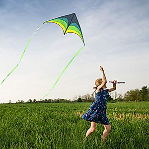 Mint's Colorful Life Delta Kite for Kids & Adults, Extremely Easy to Fly Kites with 2 Ribbons and 300ft String, Best for Beginner