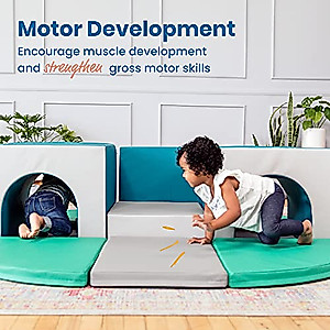 ECR4Kids SoftZone Triple Tunnel Maze, Toddler Playset, Contemporary, 9-Piece