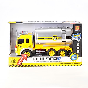 PowerTRC Push & Go Friction Powered Oil Truck Toy with Light and Sound | Realistic Play Oil Tanker Truck Toy Gift for Boys and Girls