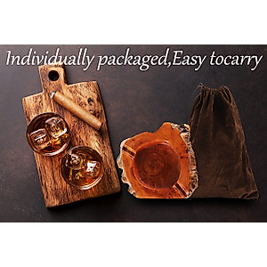 Wooden Cigar Ashtray Outdoor Indoor Cigar Ashtray And Great Gifts for Cigar Lovers, Smokers and Men Ash Tray Different Shapes and Random Delivery (2 Slots) (woods)