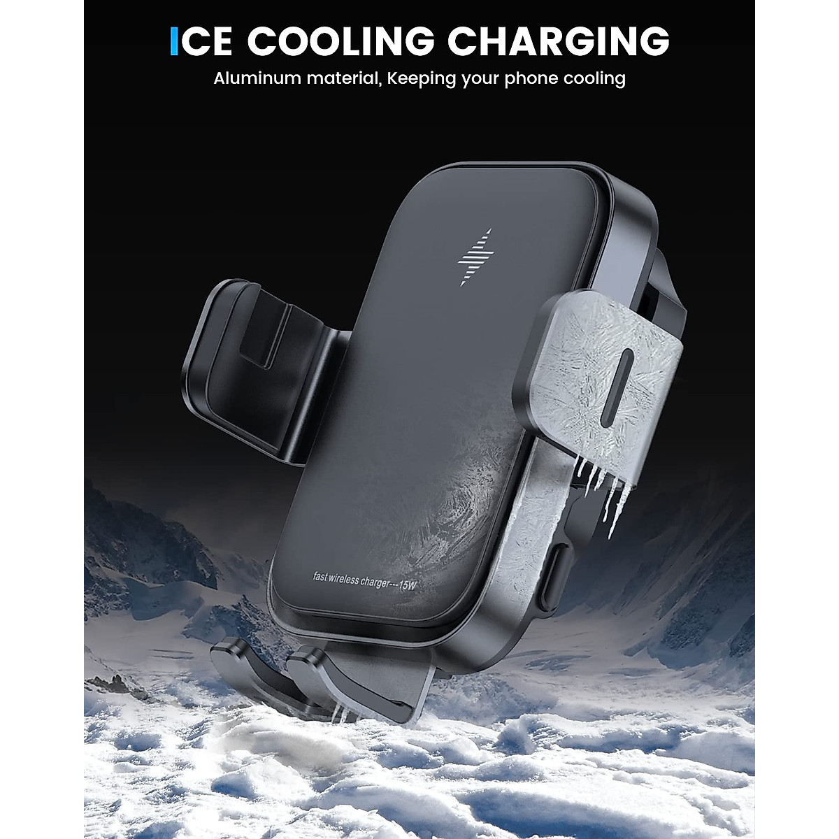 APPS2Car Cup Holder Phone Mount for Car Dual Coil Wireless Car Charger Auto Clamping Cup Holder Phone Mount Wireless Car Charger Compatible with iPhone 15/14/13/12 & Samsung Z Flip/Fold