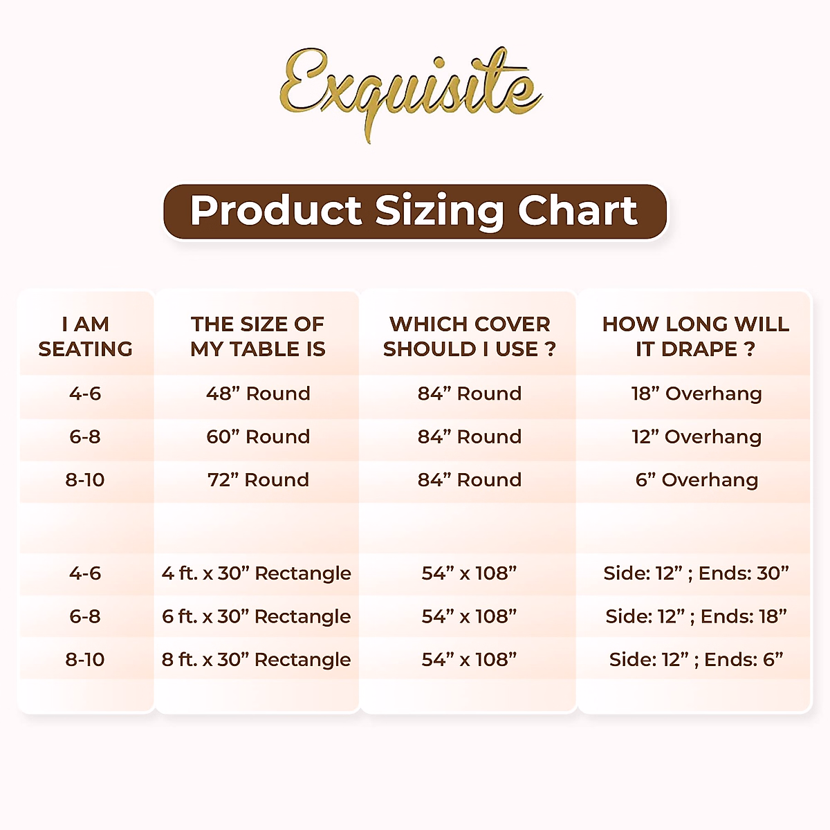 Exquisite 6-Pack Premium Plastic Tablecloth 54in. x 108in. Rectangle Plastic Table Cover - Black