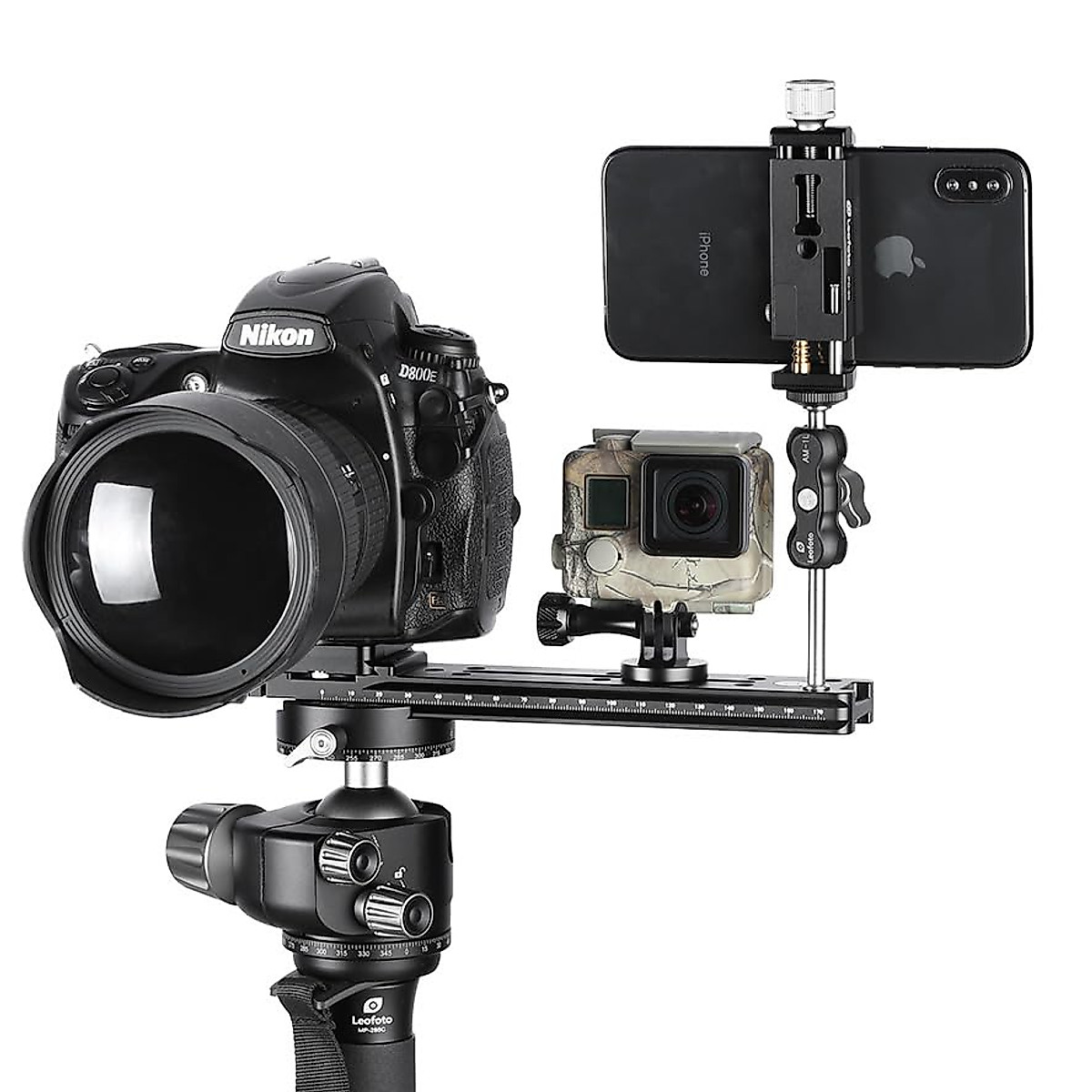 Leofoto NR-140 Nodal Slide Rail with Arca Clamp, 140mm Dual Arca Rail, 1/4" Camera Screw, Bubble Level