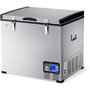 ReunionG 63-Quart Chest Freezer with LCD Display, Temperature-Adjustable Mini Vehicle Refrigerator with Removable Basket and Handles, Portable Electric Cooler Fridge for Home, RVs and Office