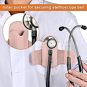 iGuerburn Premium Leather Stethoscope Holder Pink for Littmann & Most Stethoscope, Portable Clip-on Stethoscope Holster for Waist Belt/Scrubs/Pockets