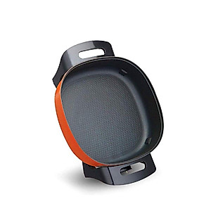 KJHD Orange Frying Pan, Non-stick Deep Dish Heavy Duty Electric Skillet with Tempered Glass Vented Lid and Easy-Pour Spout, Dishwasher Safe