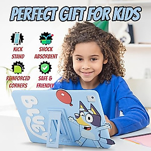 Bluey Kids Case for iPad, 9th Generation iPad Case, iPad 8th Generation Case, iPad 7th Generation Case for Kids, iPad 10.2 Case 2021/2020/2019, Tablet Cover with Stand, Shockproof Silicone Protector