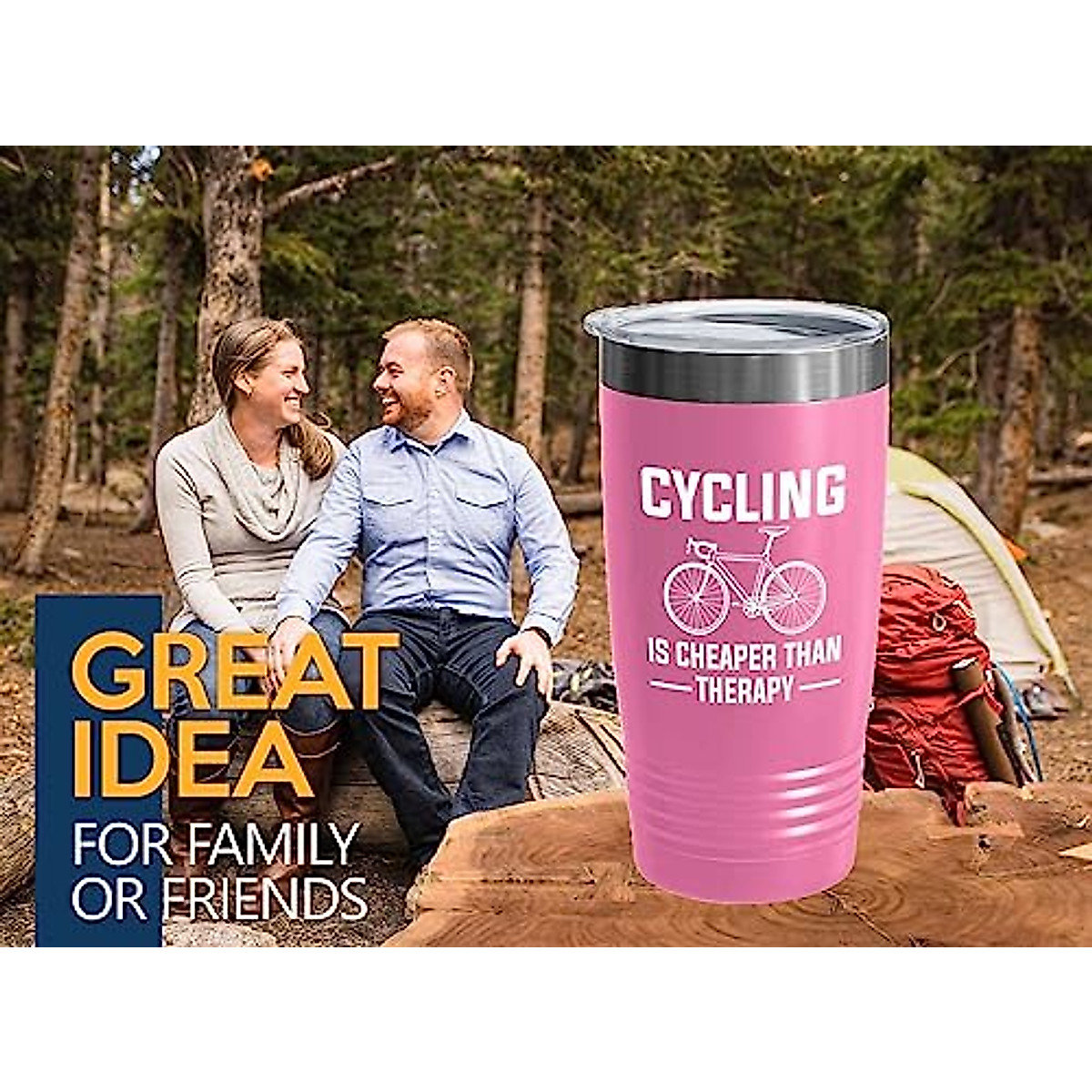 Flairy Land Bike Lover Pink Edition Tumbler 20oz - Cycling is cheaper - Biker Sport Trails Bicycle Off Road Cross Country Hobby Athlete Player Rider