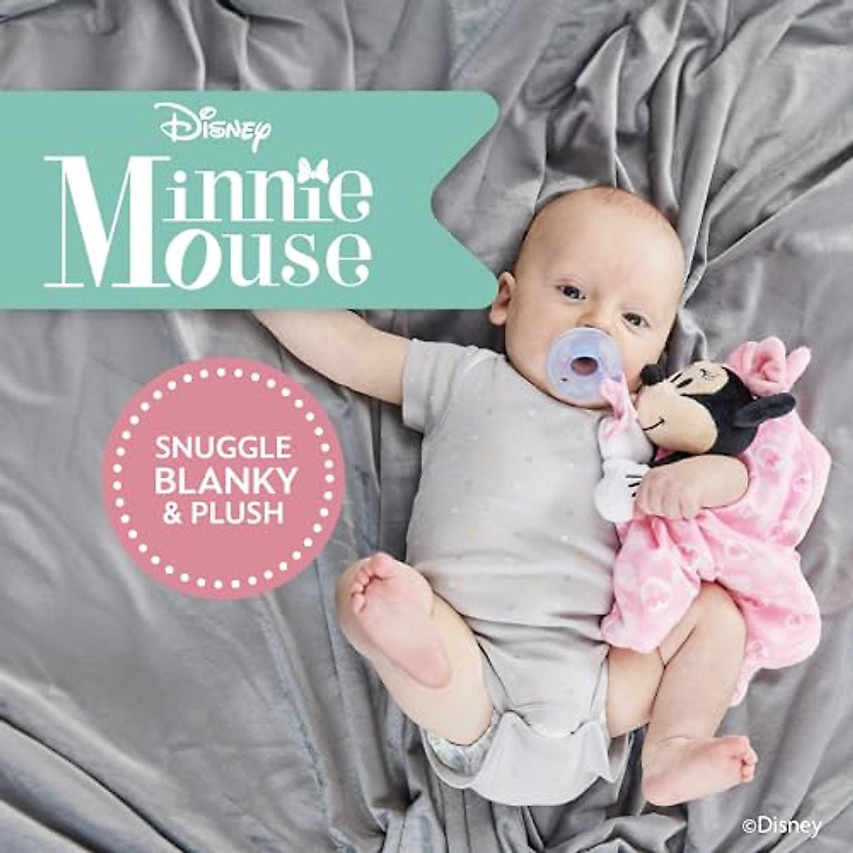 KIDS PREFERRED Disney Baby Minnie Mouse Plush Stuffed Animal Snuggler Lovey Security Blanket - Pink,13.18" x 13.18" x 3.62"
