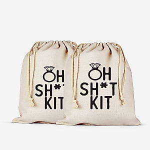 Oh Shit Kit Drawstring Hangover Bachelorette Kit Bags Cotton Muslin Drawstring Bags for Bridal Shower Hen's Party Kit Bag