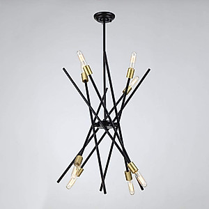 Sputnik Cedillo 8-Light Arm Adjustable Customize Size Chandelier Wrought Matte Black Antique Bronze Dining Room Settings or Entryways