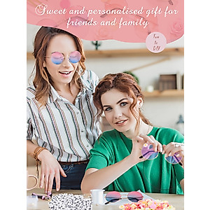 8 Pairs DIY Adult Round Sunglasses Hippie Circle Sunglasses with 200 Letter Beads 50 Daisy Beads and Glue for Women Men (Cute Color)