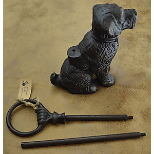 LuLu Decor, Cast Iron Decorative Dog Door Stopper with Rod, Door Stop with Handle (with Rod)
