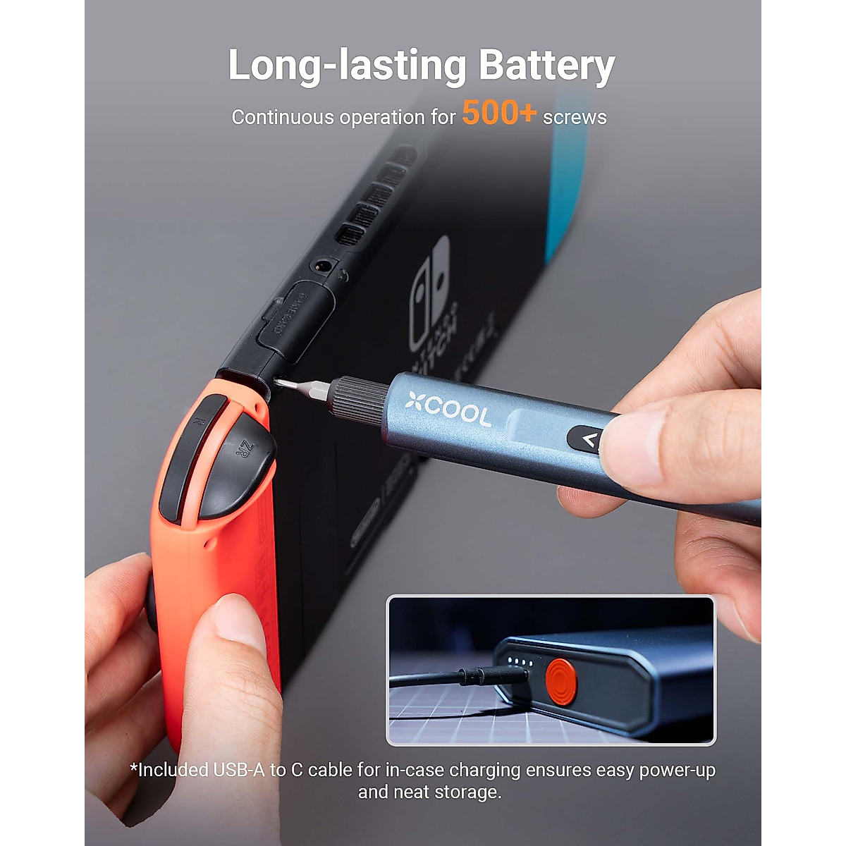 XCOOL Mini Electric Screwdriver Set with Drill Bits, 52-in-1 400RPM 5 Torque Settings Electric Precision Screwdriver, 48 Magnetic Bits, Pry Bar, Led, Tweezer, Electric Precision Screwdriver Kit for Pc