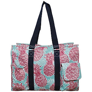 NGIL All Purpose Organizer 18" Large Utility Tote Bag 2018 Spring Collection (Summer Pineapple Navy)