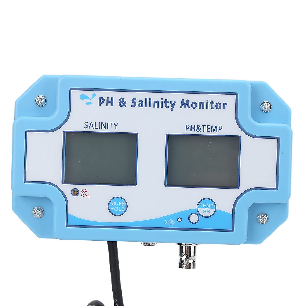 Water Quality Monitor Tester, 3 In 1 Salinity Temperature PH Tester Digital Lcd Screens Backlight Real Time Monitoring Rechargeable Wall Mount Water Quality Tester for Aquariums Hydroponics Pool(US)