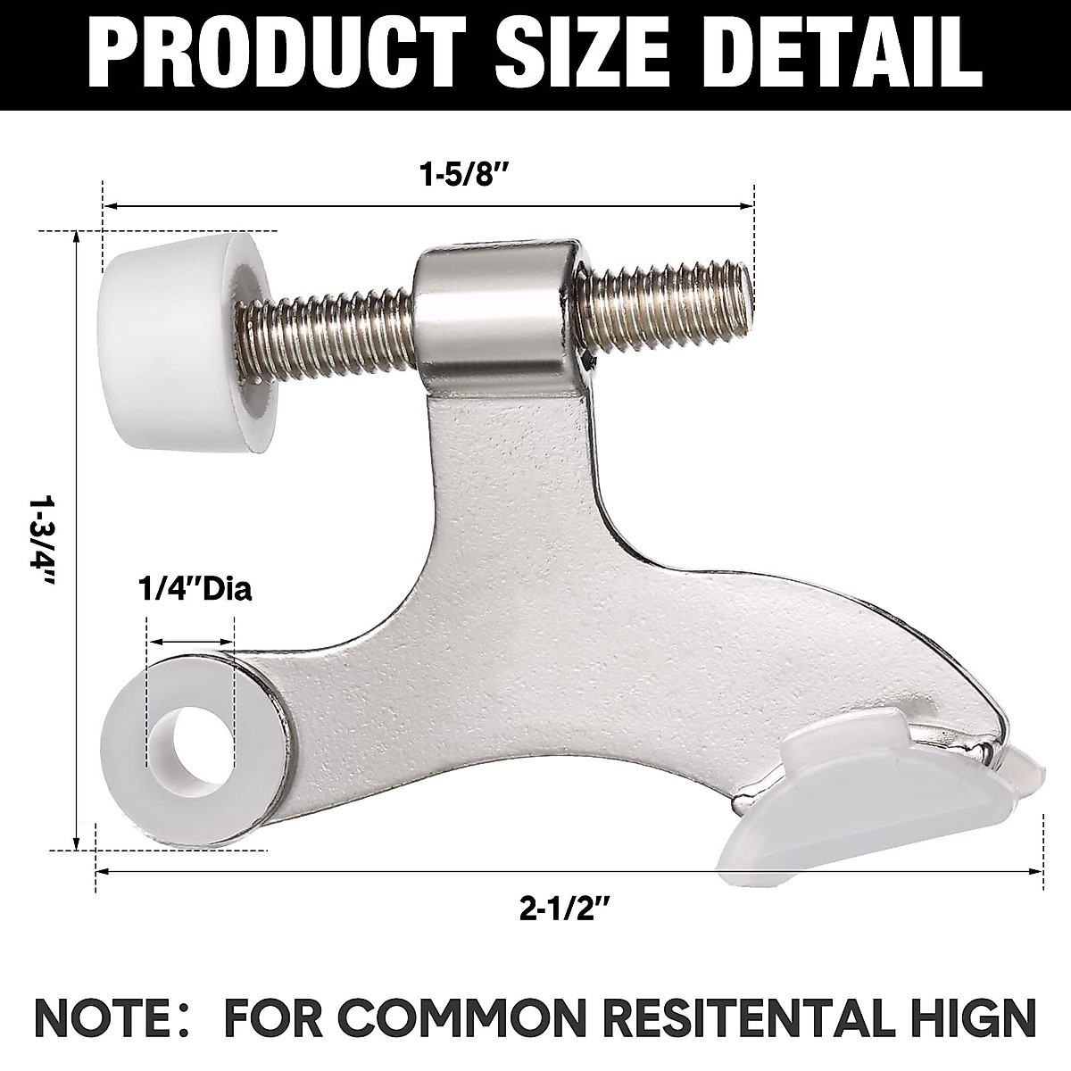 Chumia 48 Pieces Hinge Pin Door Stops Satin Brushed Door Stopper Adjustable Heavy Duty Hinge Door Stopper with Rubber Bumper Tips (Silver)