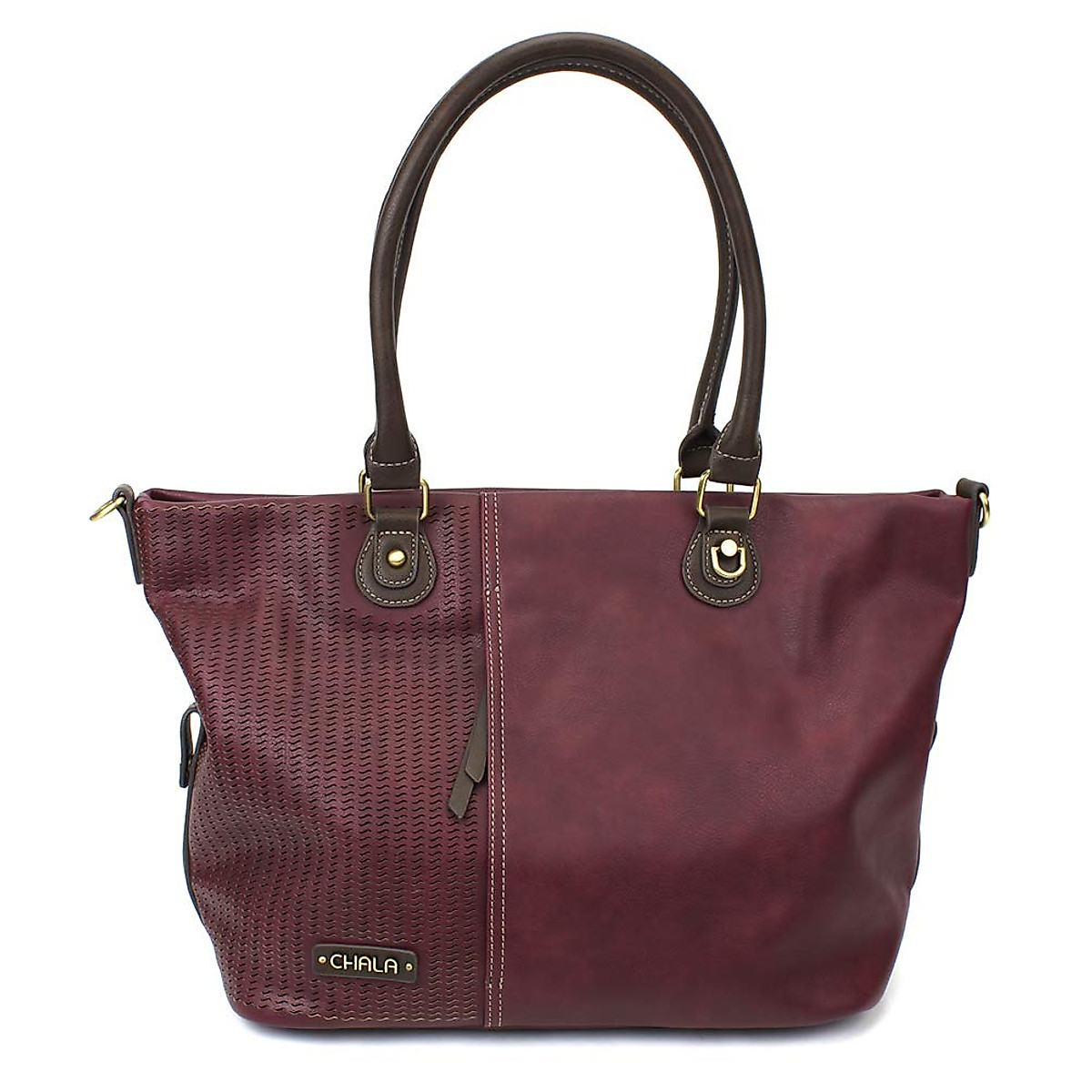 CHALA Laser Cut Crossbody Shoulder bag Tote Bag Faux Leather Plum