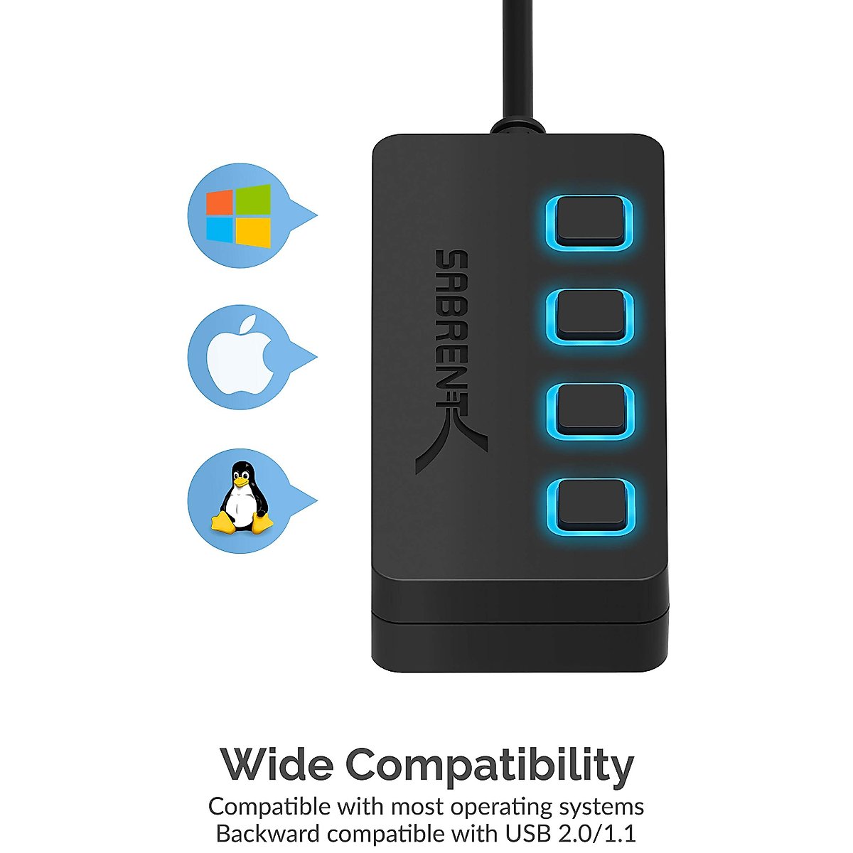 USB External Stereo Sound Adapter for Windows and Mac + SABRENT 4-Port USB 3.0 Data Hub