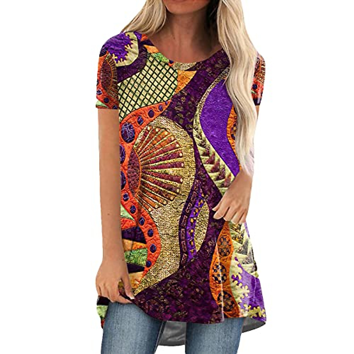 White Tunic Plus Kimono Tops for Women Clothing line for Women Womans Flannel Women Long Sleeve Waffle Knit Pullover Tops v Neck Button Shirts Blouses 3/4 Sleeve Blouses