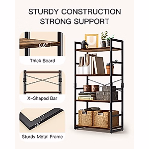 Pipishell Bookshelf, 6-Tier Bookcase with Storage Drawer, Tall Bookshelf Storage Rack with Metal Frame & Wood Grain Finish, Industrial Bookshelf for Living Room, Bedroom, and Home Office, PIBS02WN