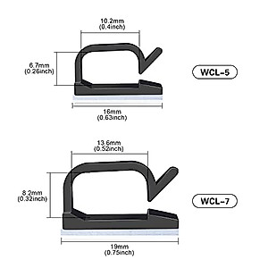 XHF 0.63” Adhesive Cable Wire Clips Black 60pcs, Outdoor Cable Management Wire Organizer Cord Holder for Under Desk, Car, Wall, TV PC Ethernet Cable