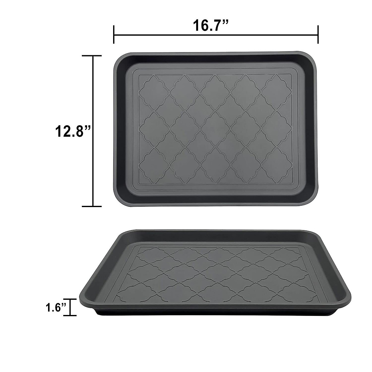PetLike Boot Tray for Entryway Indoor, Pet Food Mat Tray, 16.7 x 12.8 inch 2 Packs, Waterproof Rubber Shoe Tray for Indoor and Outdoor, Multi-Purpose Tray for Boots, Shoes, Pets, Garden…